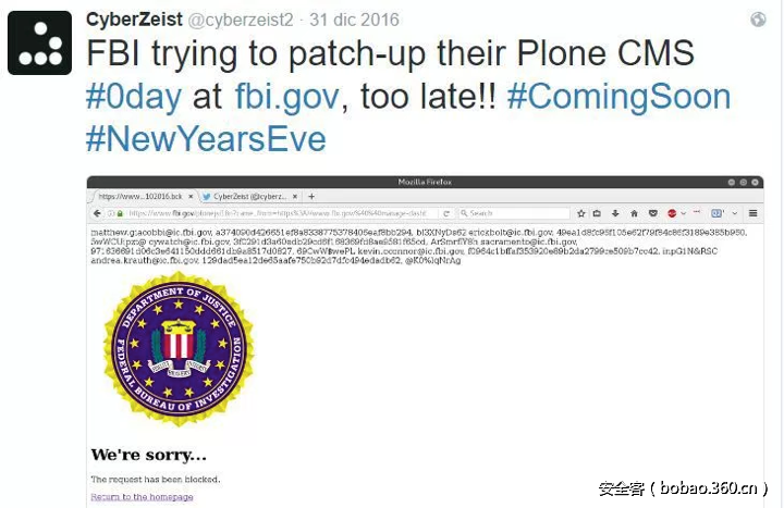 【国际资讯】黑客入侵FBI网站，公开FBI.gov用户敏感信息-安全客 - 安全资讯平台